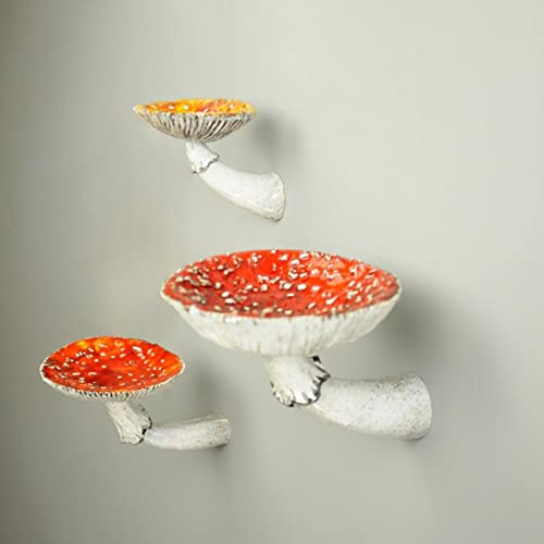 WUANGYOL Mushroom Hanging Shelf Floating Shelves Wall Storage Cute Room Decor Home Whimsical Wall Mounted Resin Storage Rack Creative Art Rack for Living Room Kitchen Bathroom 3Pcs