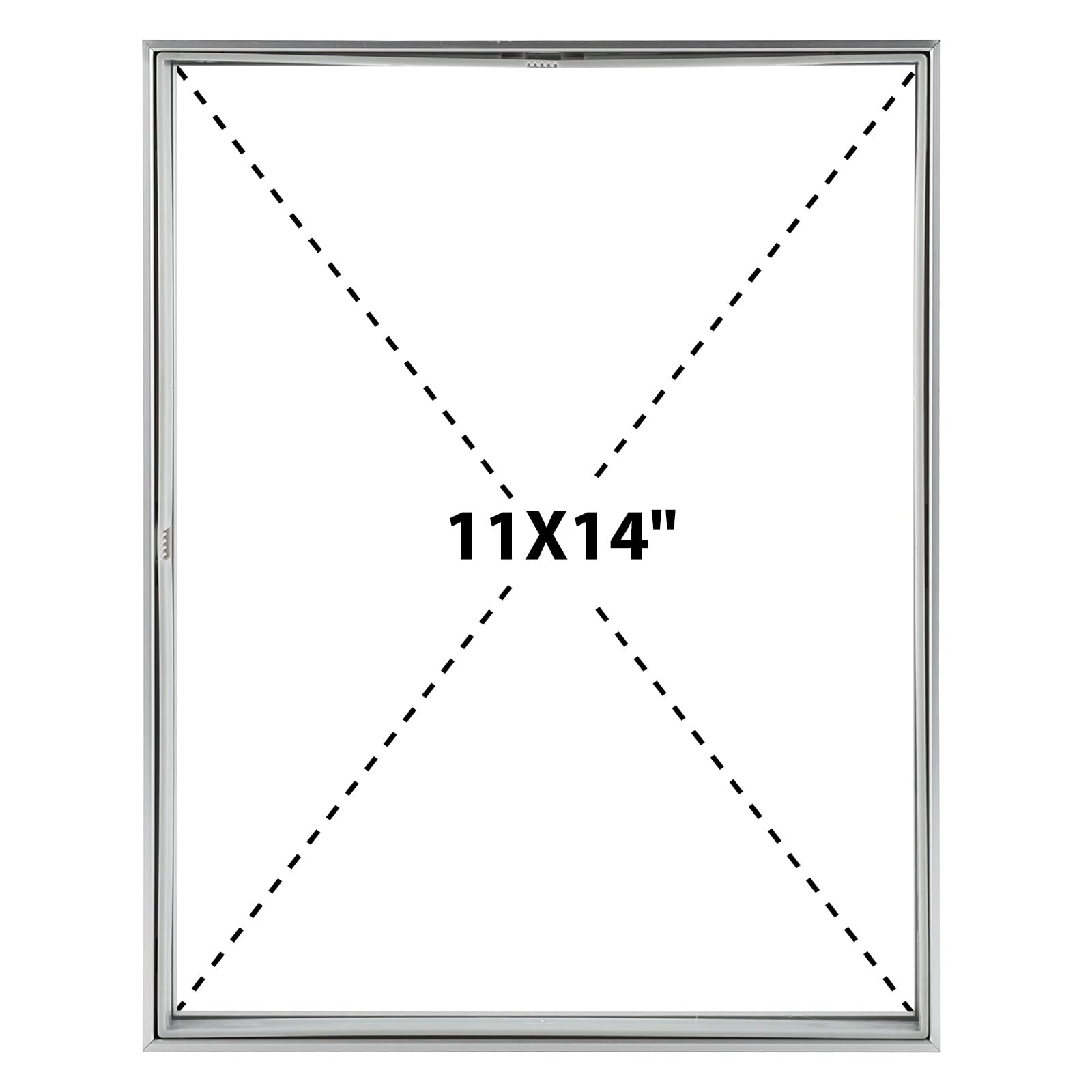 Frametory, Floating Picture Frame 11x14 - Silver Aluminum Metal Photo Frame - Real Glass of Front - for Wall Mount Displays