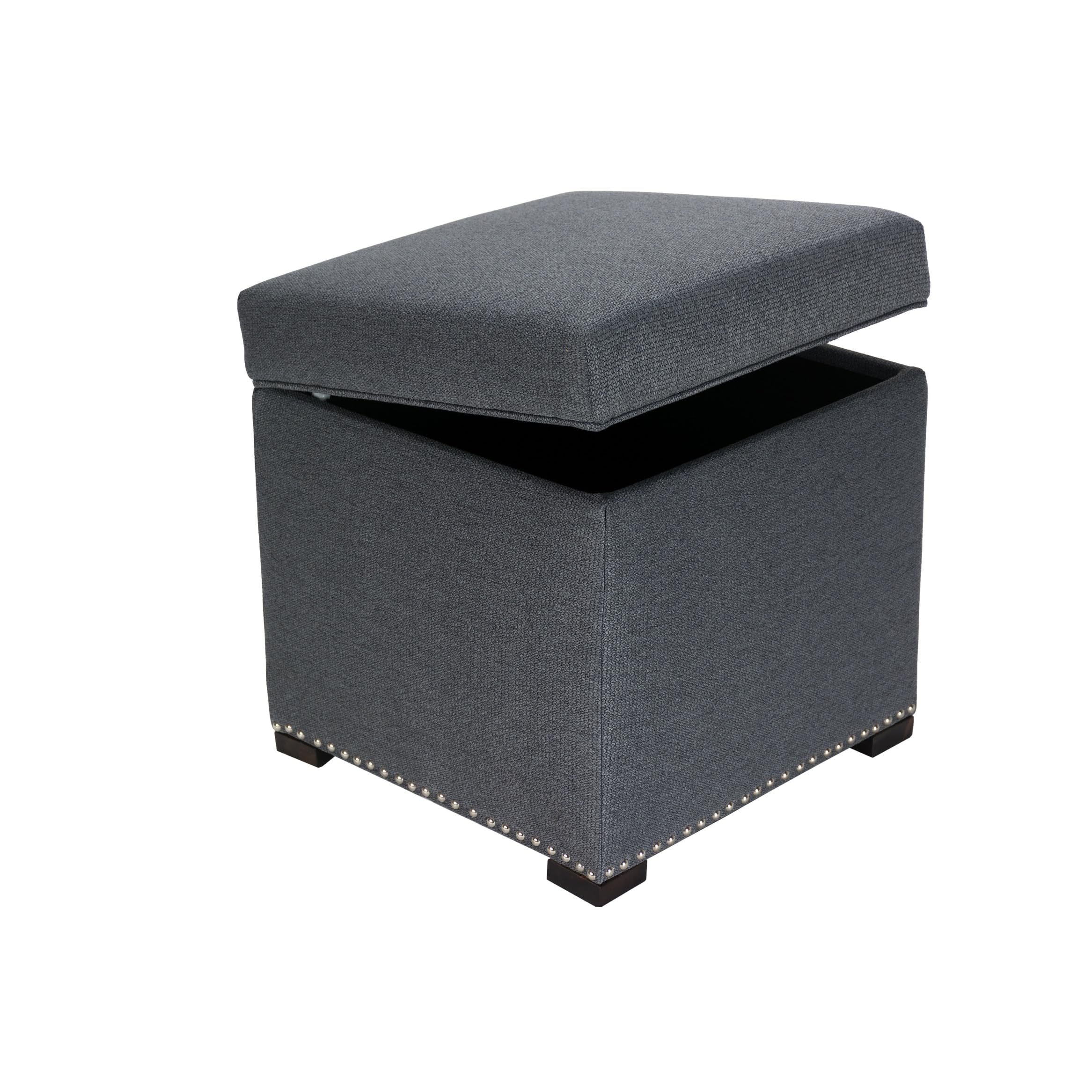 MJL Furniture Designs Tami Square Storage Ottoman, Fabric Upholstered Cube for Living Room, Bedroom or Dorm, Extra Seating Perfect for Small Spaces, 19 Inch, Grey