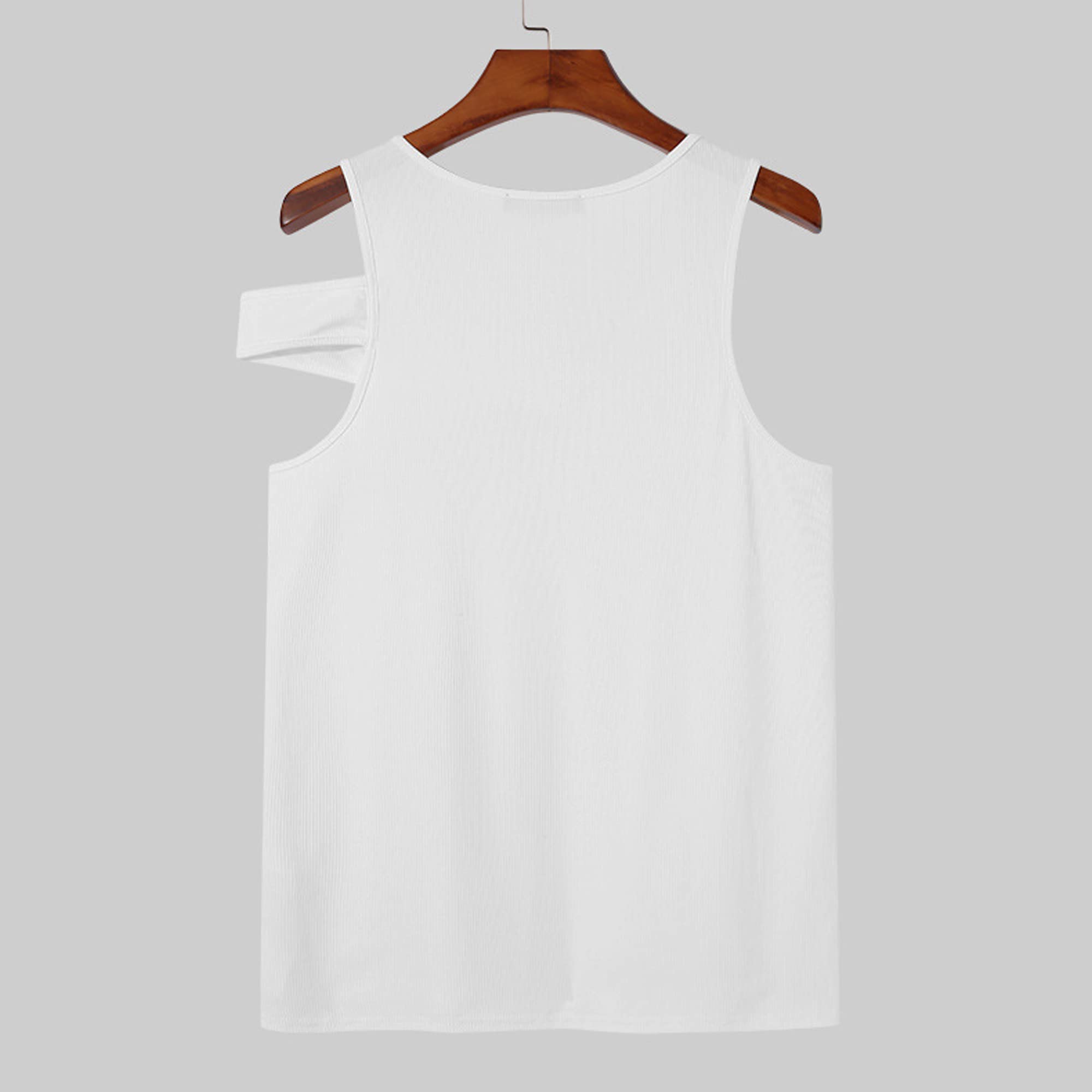 Men's Hot Sexy Crewneck Tank Top Gay Male Solid Sleeveless Muscle Shirts White M