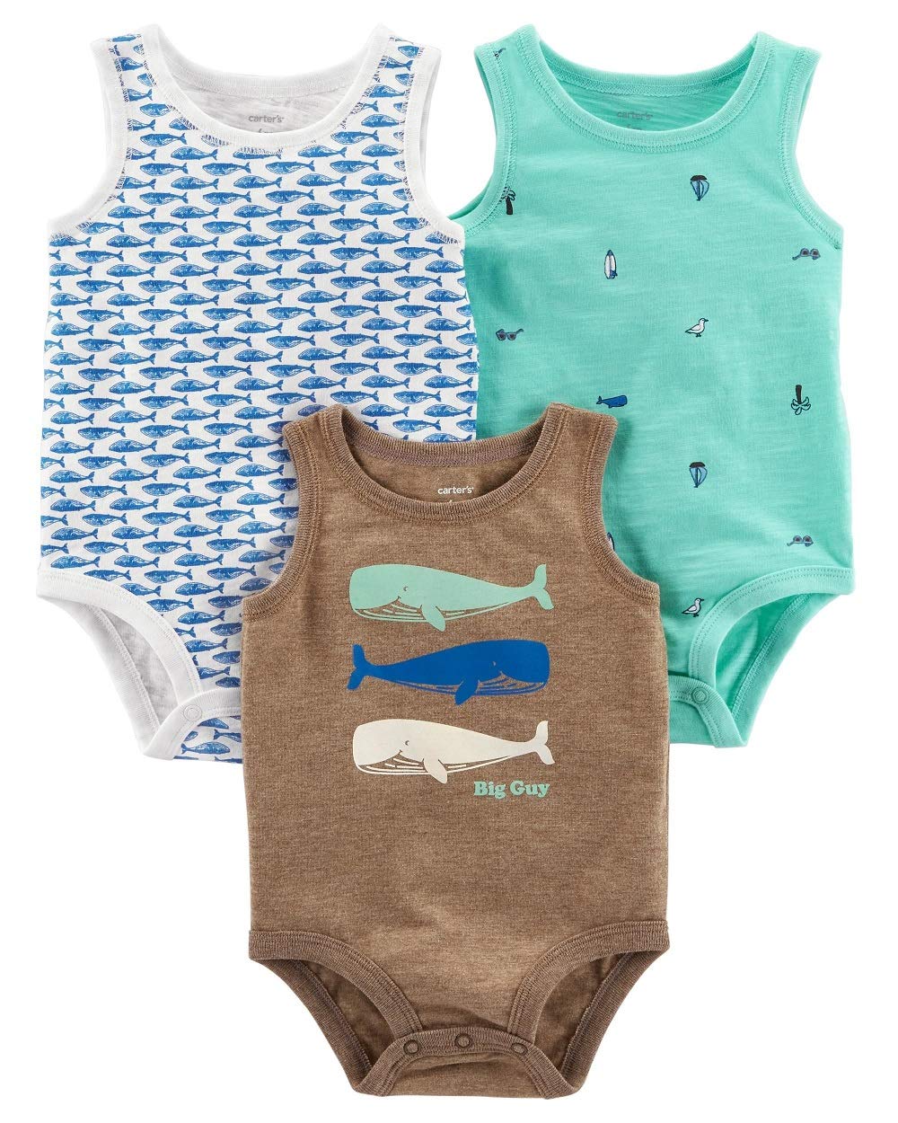 Carter's Baby Boys' 3-Pack Tank-Top Original Bodysuits, Big Guy, 9 Months