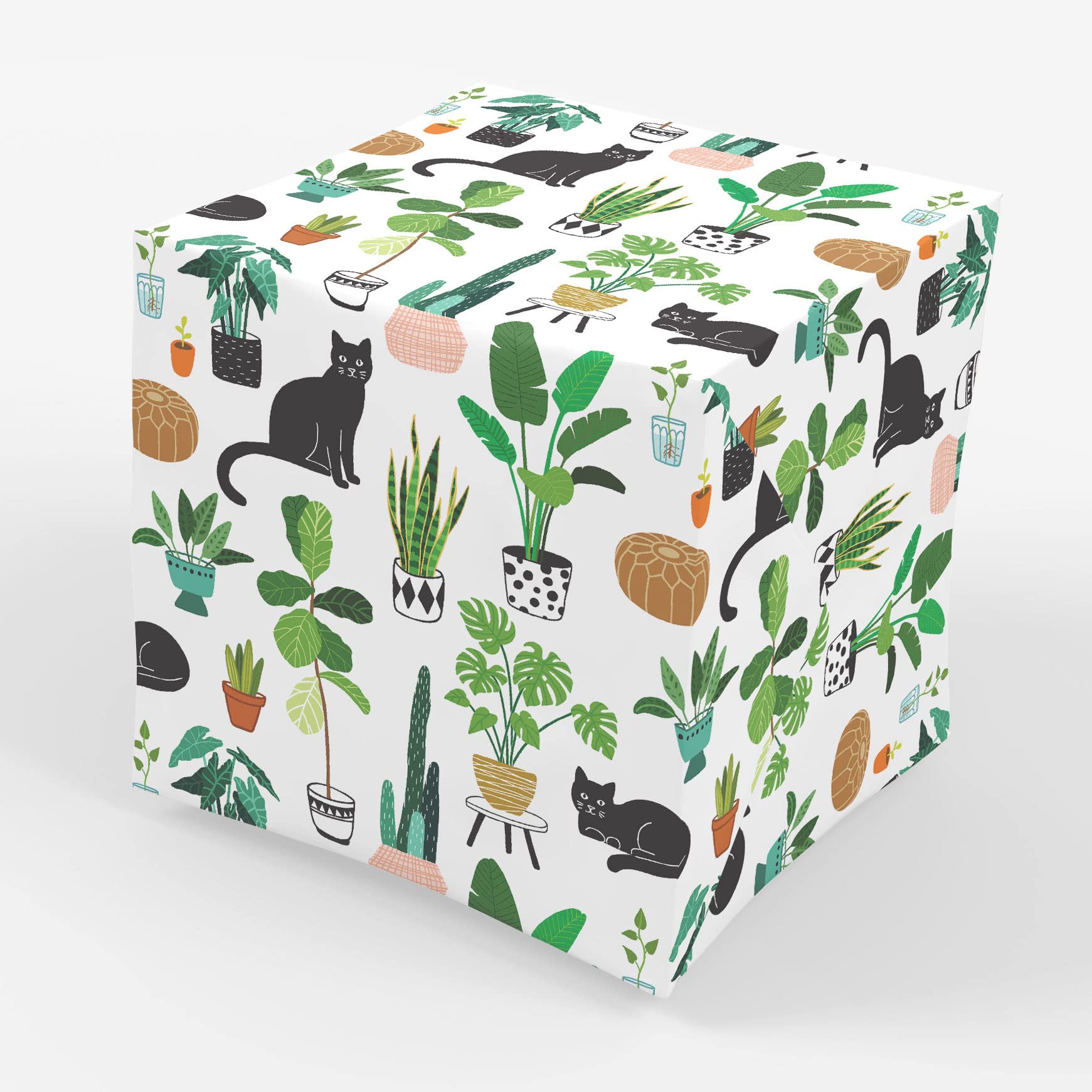 Stesha Party Cats and Plants Wrapping Paper Gift Wrap - Folded Flat 30 x 20 Inch - 3 Sheets