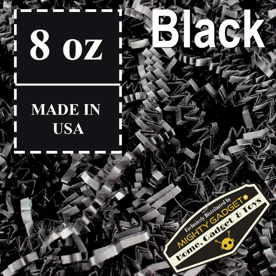 Mighty Gadget (R) 1/2 LB Black Crinkle Cut Paper Shred Filler for Gift Wrapping & Basket Filling