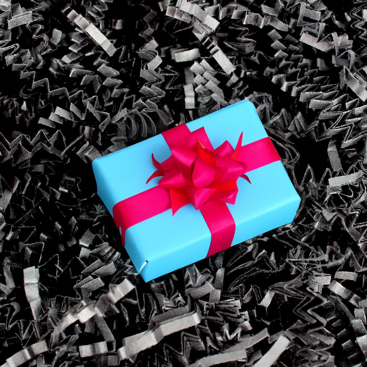 Mighty Gadget (R) 1/2 LB Black Crinkle Cut Paper Shred Filler for Gift Wrapping & Basket Filling