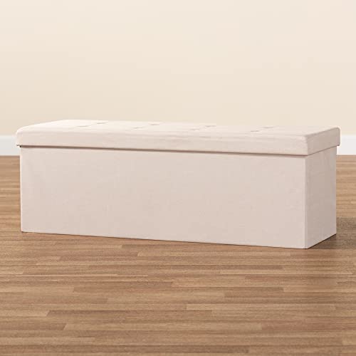 Baxton Studio Haide Modern and Contemporary Beige Fabric Upholstered Storage Ottoman
