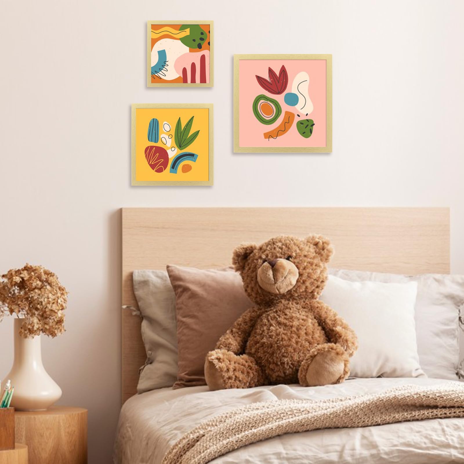 HEART ART 8x8 Gold Picture Frame Set of 9, Display Pictures 4x4 with Mat or 8 x 8 without Mat, Multi Collage Gallery Square Gold Photo Frames for Wall