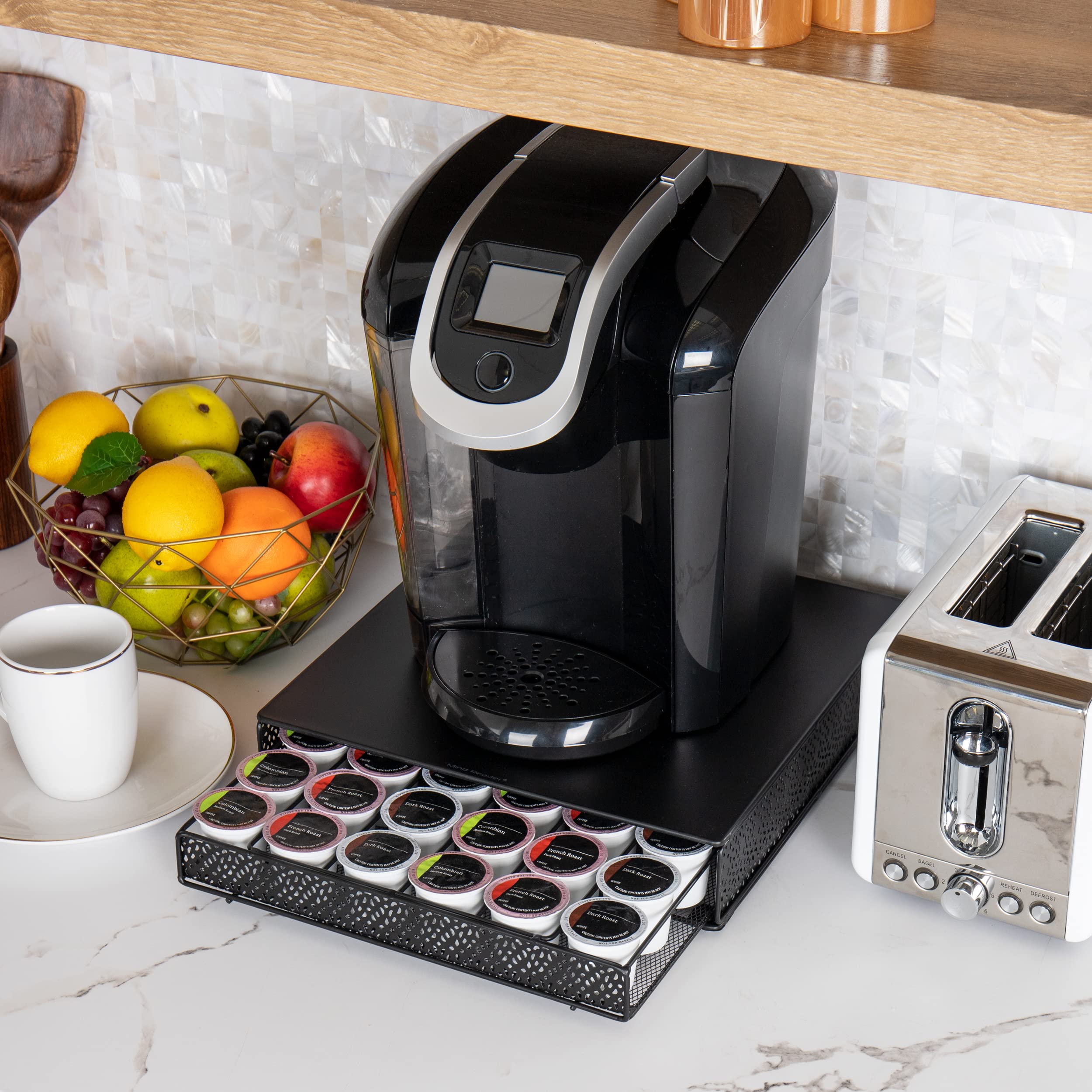 Mind Reader Storage Drawer Coffee Pod Holder, 36 Capacity, Black