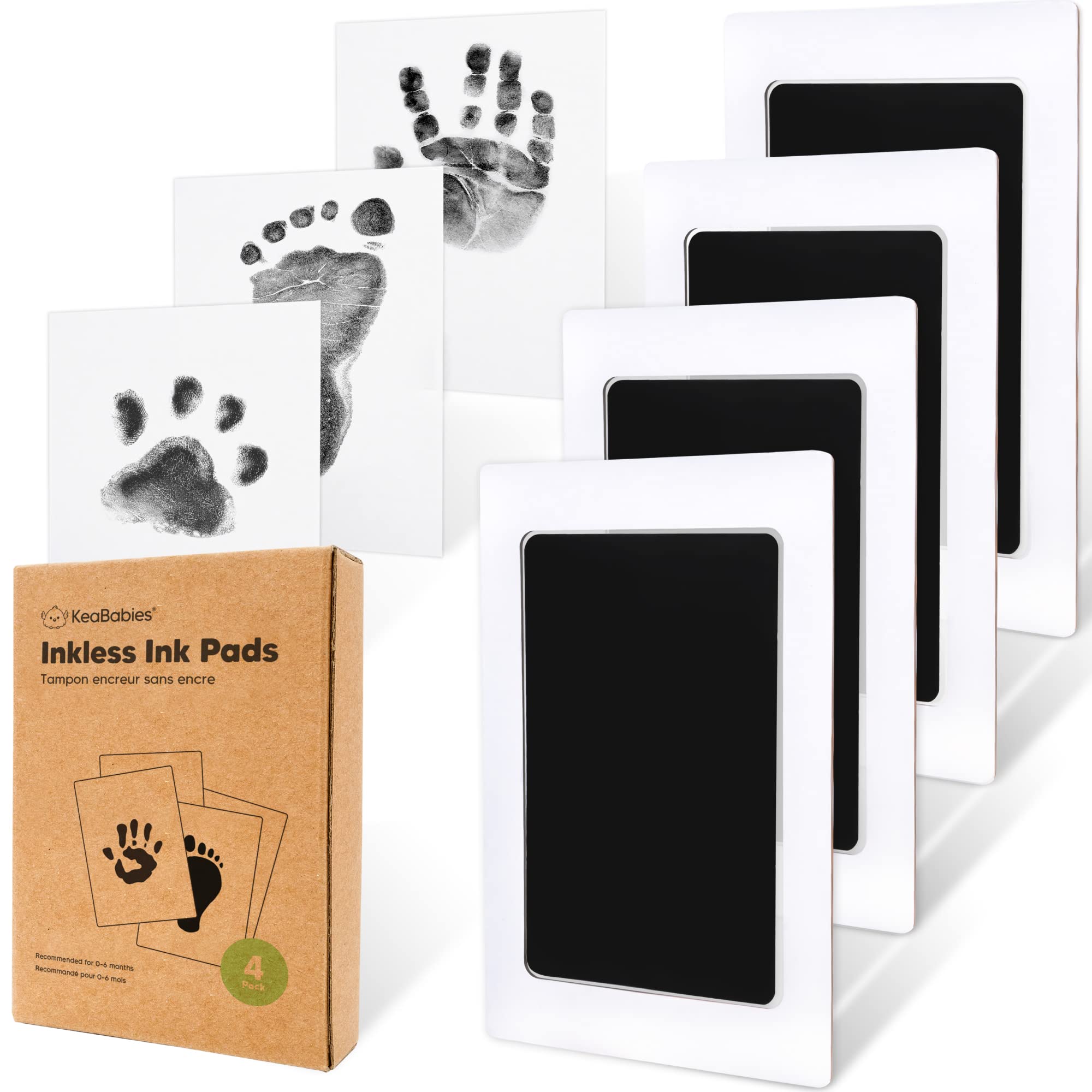 4-Pack Inkless Hand and Footprint Kit - Ink Pad for Baby Hand and Footprints - Dog Paw Print Kit,Dog Nose Print Kit - Baby Footprint Kit, Clean Touch Baby Foot Printing Kit, Newborn Baby Handprint Kit