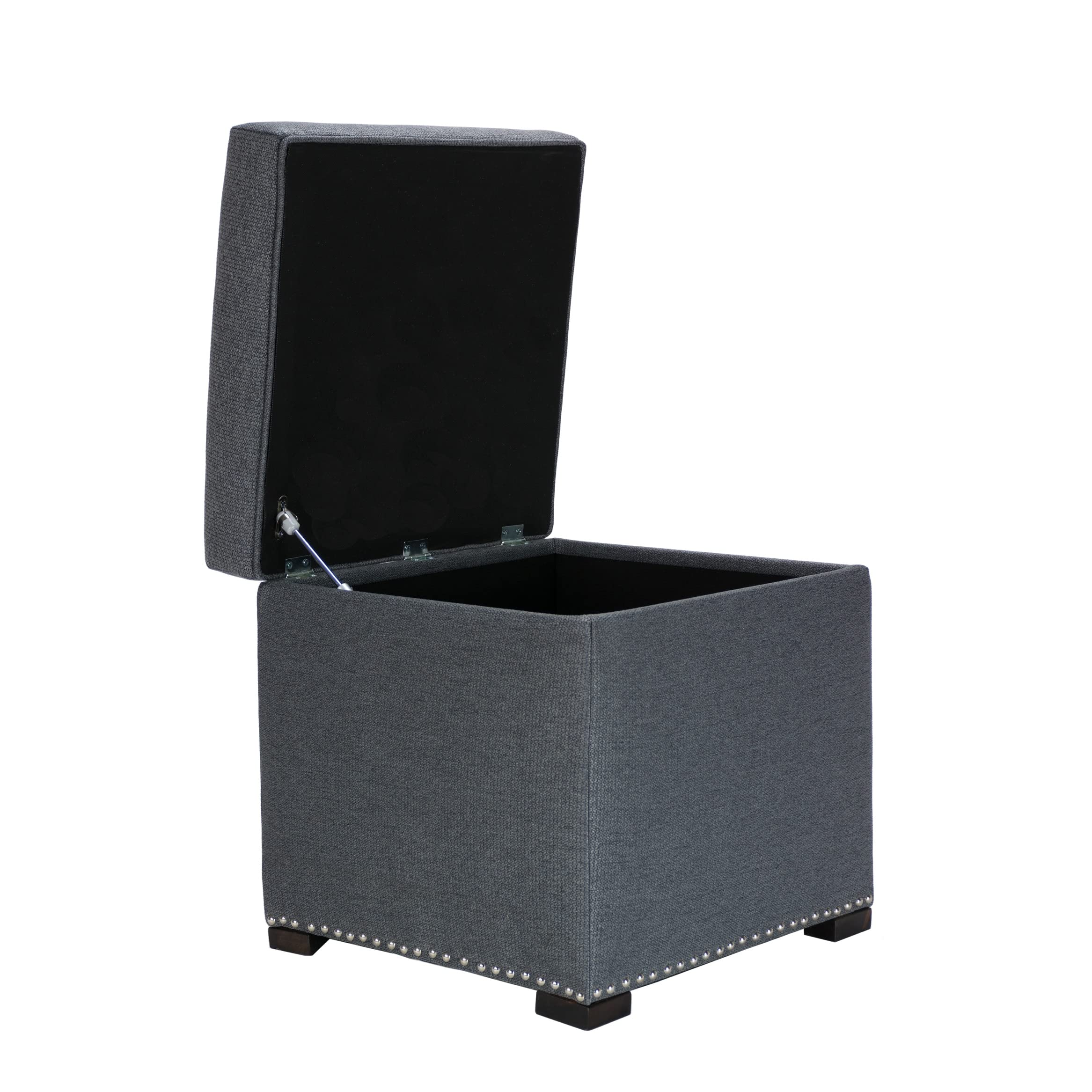 MJL Furniture Designs Tami Square Storage Ottoman, Fabric Upholstered Cube for Living Room, Bedroom or Dorm, Extra Seating Perfect for Small Spaces, 19 Inch, Grey