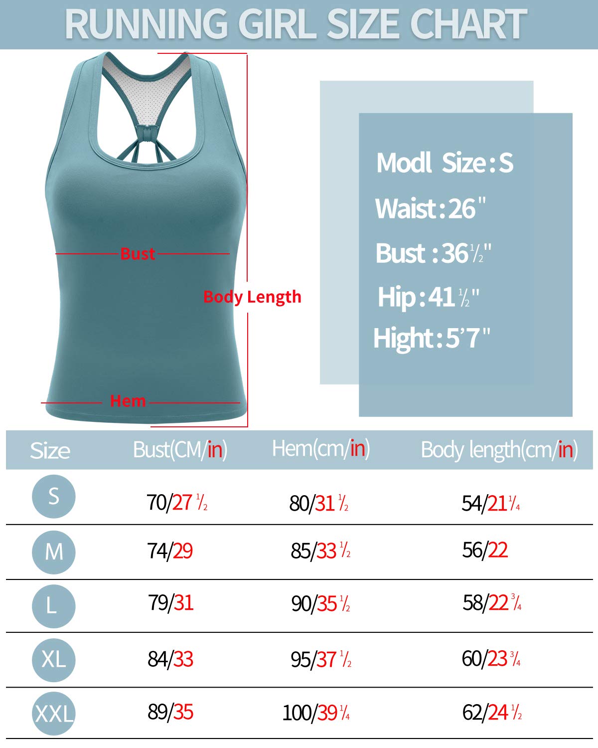 RUNNING GIRL Workout Tops for Women,Strappy Back Blue Tank Top with Built in Bras Basic Yoga Crop Tops Fitted(BX2356 Blue.CN:M,US:S)
