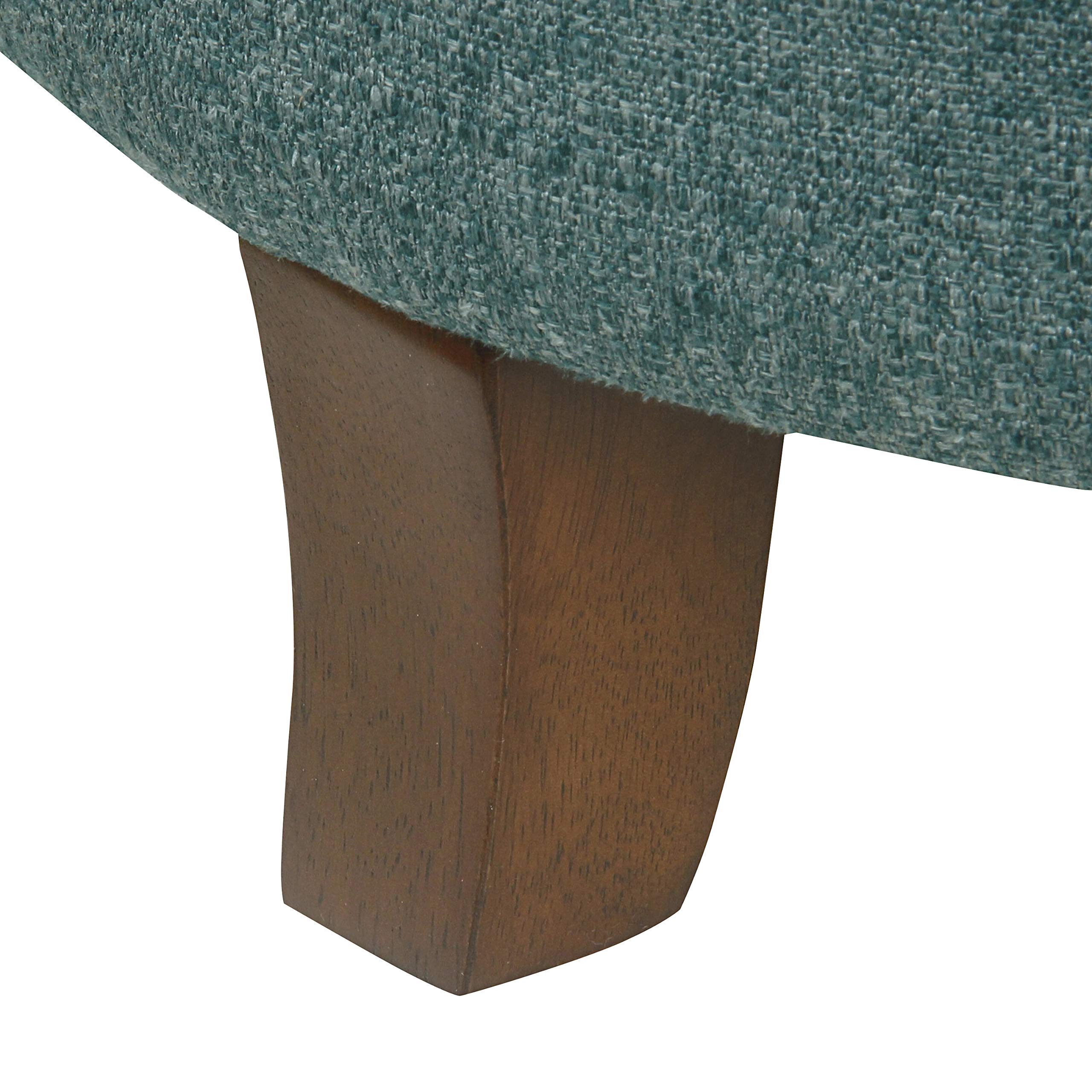 HomePop by Kinfine Fabric Upholstered Round Storage Ottoman - Button Tufted Ottoman with Removable Lid, Teal Woven