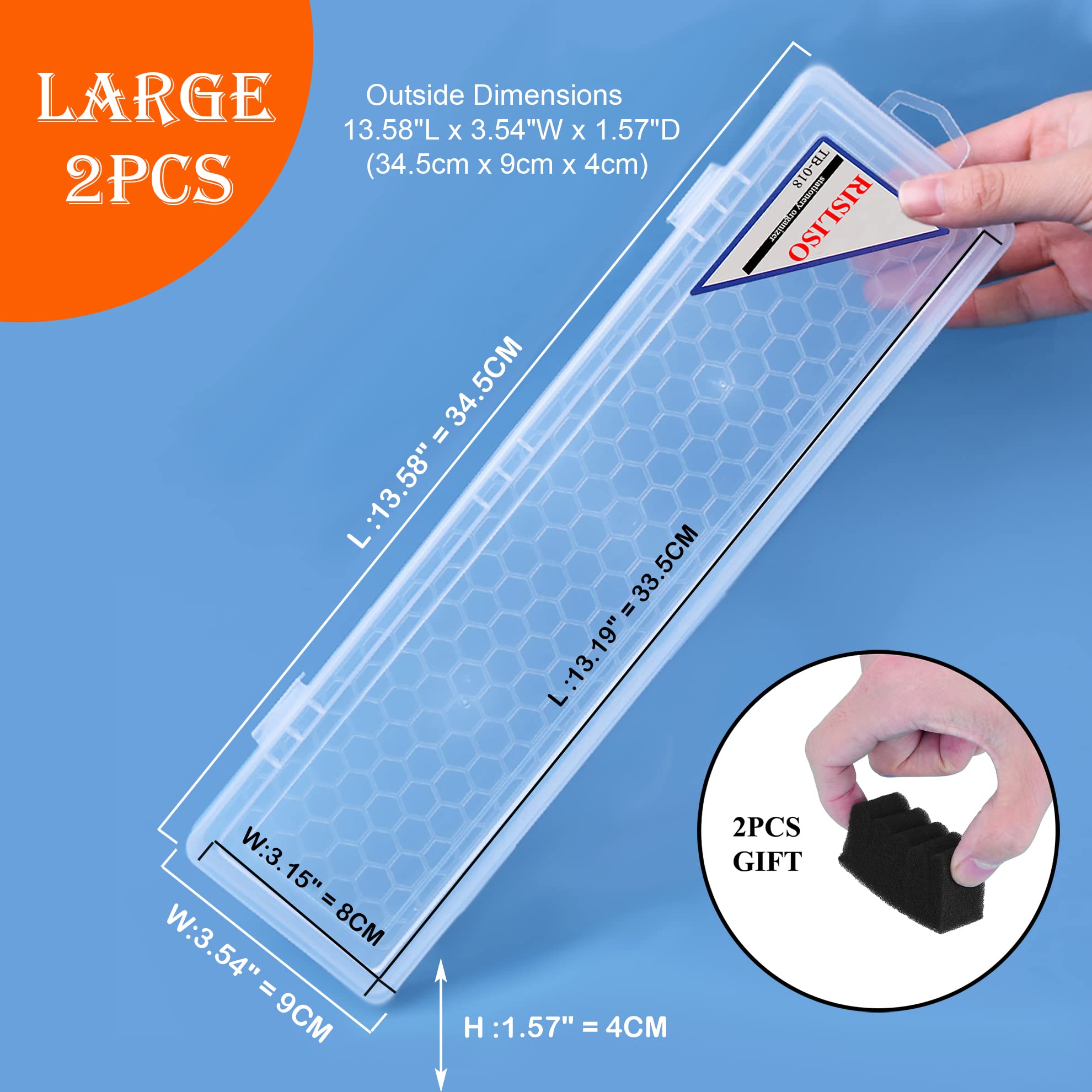 RISLISO, Paint Brush Holder for Long Paintbrushes, Fine Art Portable Paint Brush Organizer Case,Clear 2Pcs, TB 018