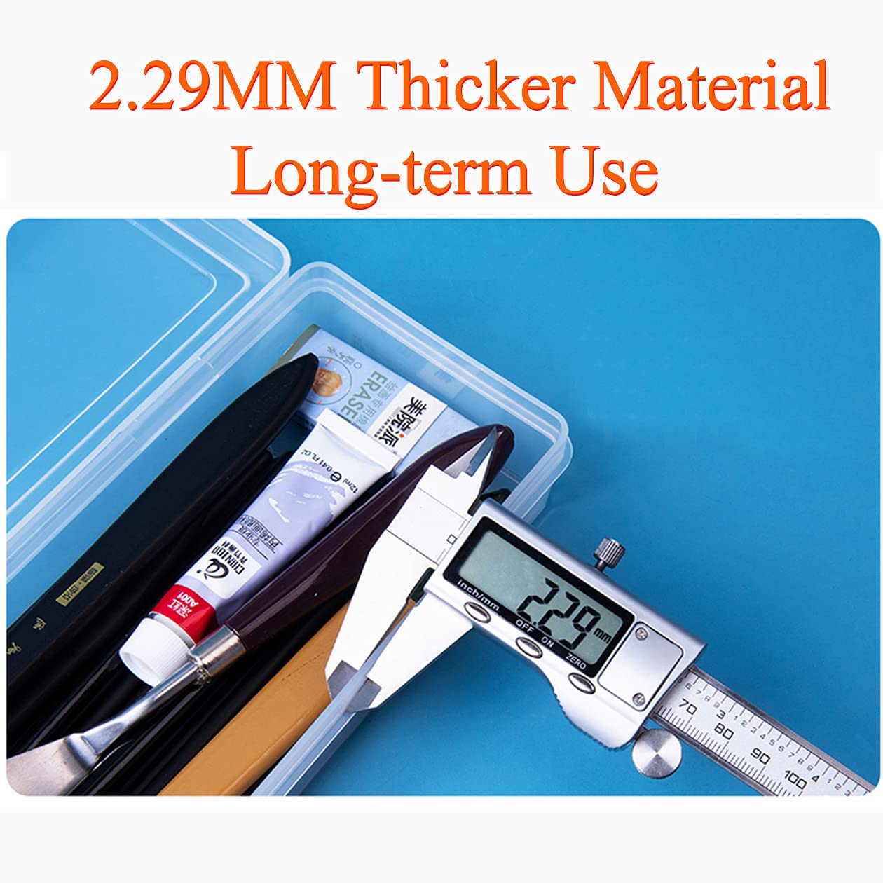 RISLISO, Paint Brush Holder for Long Paintbrushes, Fine Art Portable Paint Brush Organizer Case,Clear 2Pcs, TB 018