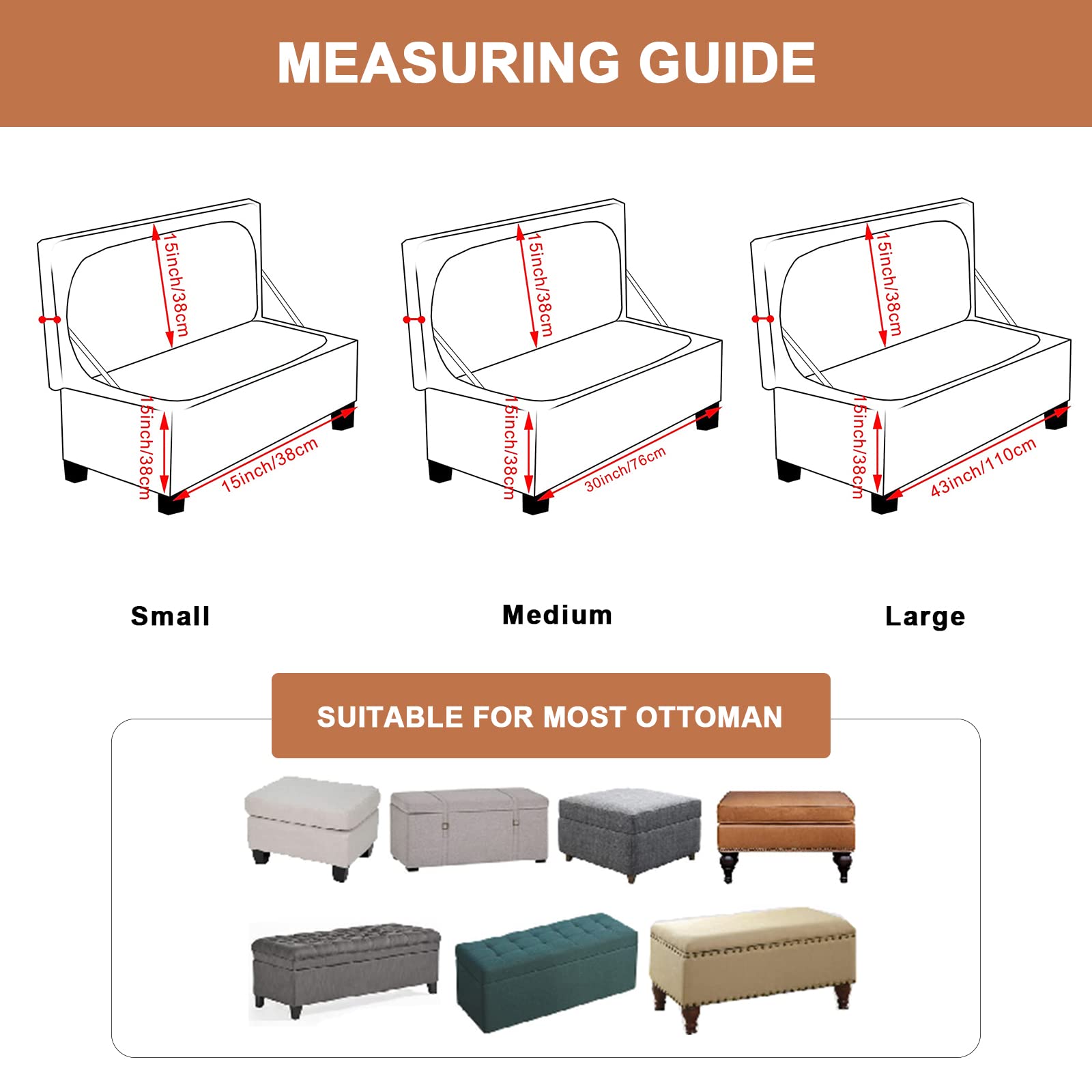 Eco-Ancheng Storage Ottoman Cover Rectangle Ottoman Slipcover Folding Storage Ottoman Bench Slipcovers Footrest Stool Slipcover with Nonslip Elastic Bottom for Living Room,Large 01