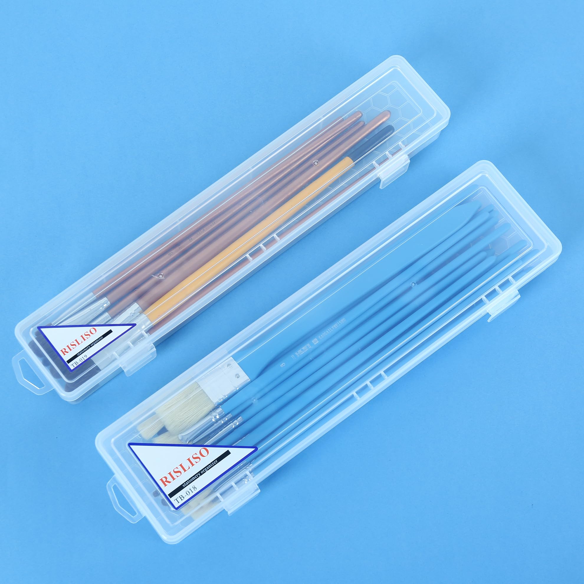 RISLISO, Paint Brush Holder for Long Paintbrushes, Fine Art Portable Paint Brush Organizer Case,Clear 2Pcs, TB 018