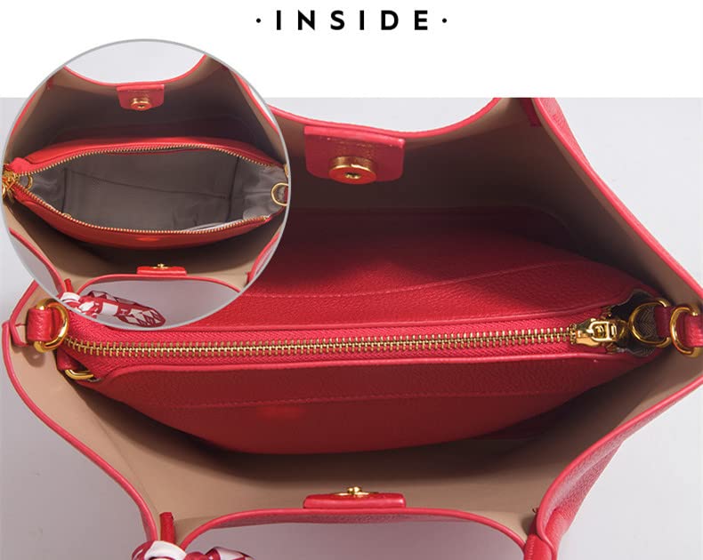 Bagkcopp Set of 2 Red Purses and Handbags for Women Shoulder Tote Bags Top Handle Satchel,Bride and Bridesmaid Handbag