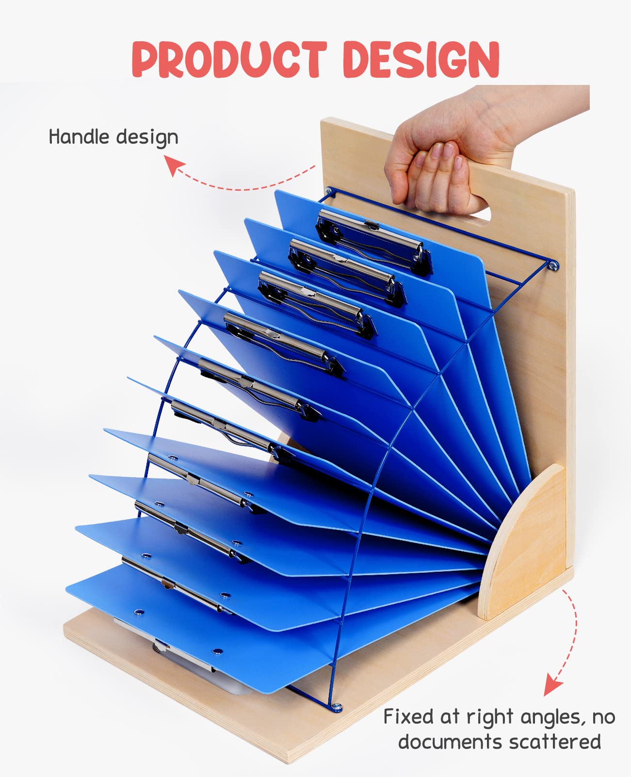 Gamenote Clipboard Holder - Wood and Metal Clipboard Stand Clipboards Storage Rack Small White Board Organizer for Classroom Office (Assembly Required)