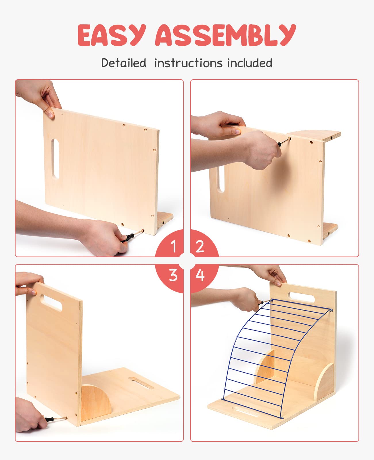 Gamenote Clipboard Holder - Wood and Metal Clipboard Stand Clipboards Storage Rack Small White Board Organizer for Classroom Office (Assembly Required)