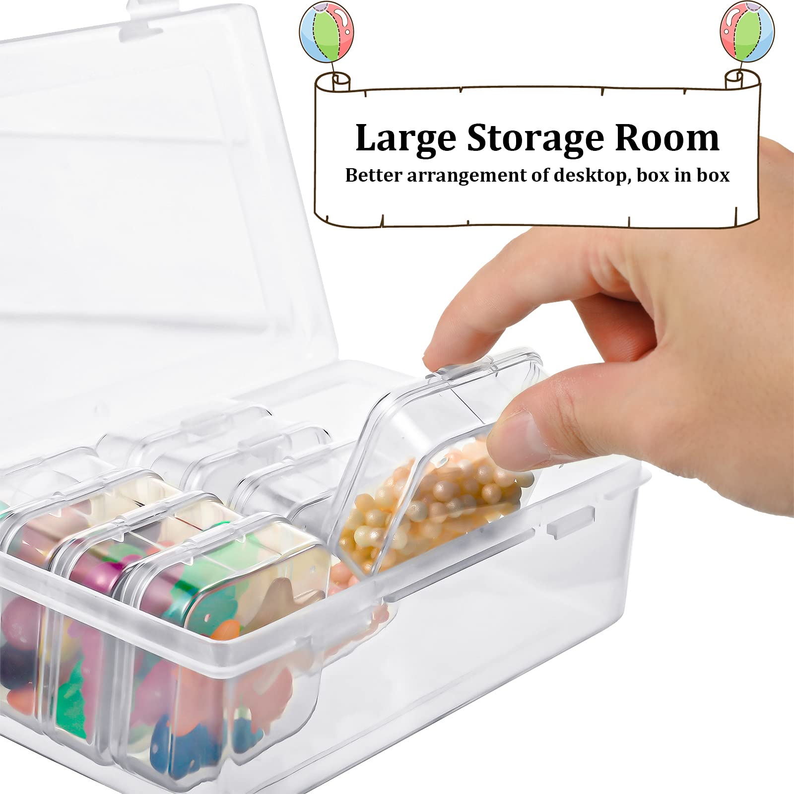 12 Pieces Small Clear Plastic Beads Storage Container and Organizer Transparent Boxes with Hinged Lid for Storage of Small Items, Jewelry, Diamonds, DIY Art Craft Accessory