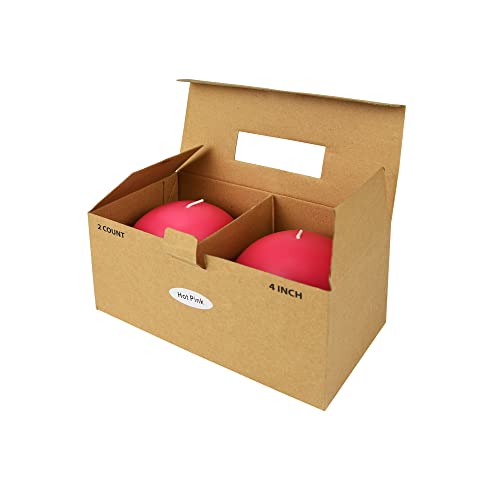 Zest Candle 2-Piece Ball Candles, 4-Inch, Hot Pink