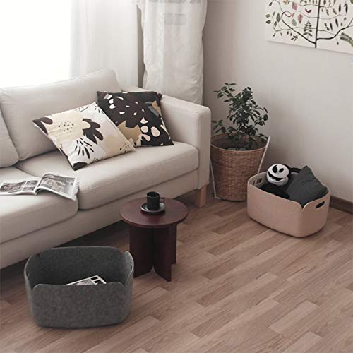 Foldable Storage Basket Bin Drawers Nature Felt Fabric with Handles for Home Office Bedroom Clothes DVD Books Cloest Organizer Strong&Large Size (Gray)