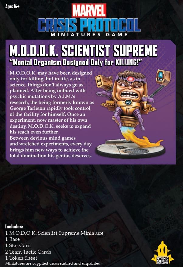 Atomic Mass Games Marvel: Crisis Protocol M.O.D.O.K. Scientist Supreme Character Pack - Unleash Sinister Genius! Tabletop Superhero Game, Ages 14+, 2 Players, 90 Minute Playtime, Made