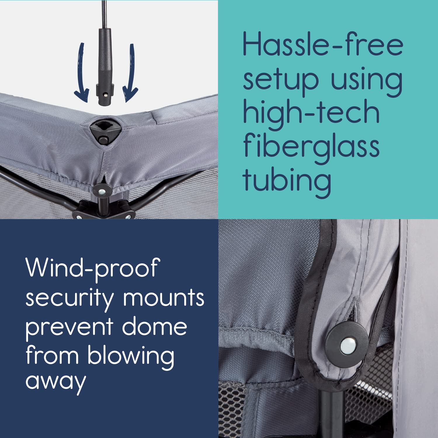 hiccapop PlayPod Portable Playpen Canopy [Dome Shade Only] | Reflective Dome with 3 Side Panels Provides Full Sun Protection at Any Time of The Day | Designed Exclusively for The hiccapop 69” Playpen