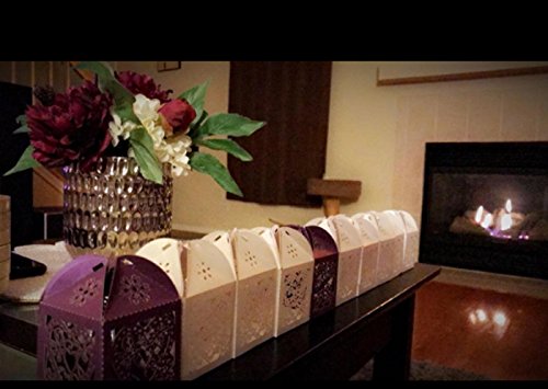 KPOSIYA 70 Pack Love Heart Laser Cut Wedding Party Favor Box Candy Bag Chocolate Gift Boxes Bridal Birthday Shower Bomboniere with Ribbons