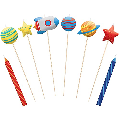 Blast Off Birthday Candle Mix - Multicolor, 8 Pcs