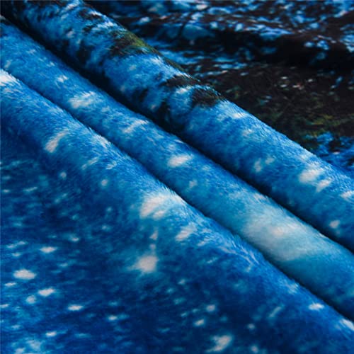 Goodbath Throw Blanket, Starry Night Galaxy Forest Trees Fleece Throw Blanket for Couch Sofa Bed Traveling, 58 x 80 Inch