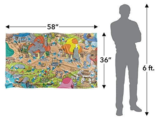The Smurfs Blanket, 36"x58" Smurf Village Silky Touch Super Soft Throw Blanket