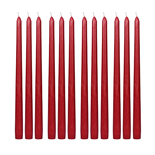 Zest Candle 12-Piece Taper Candles, 12-Inch, Red