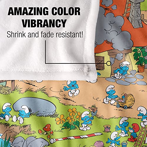 The Smurfs Blanket, 36"x58" Smurf Village Silky Touch Super Soft Throw Blanket