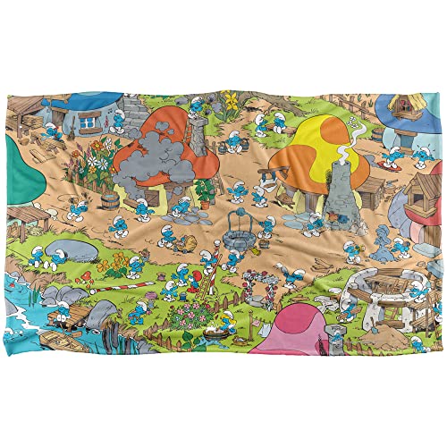 The Smurfs Blanket, 36"x58" Smurf Village Silky Touch Super Soft Throw Blanket