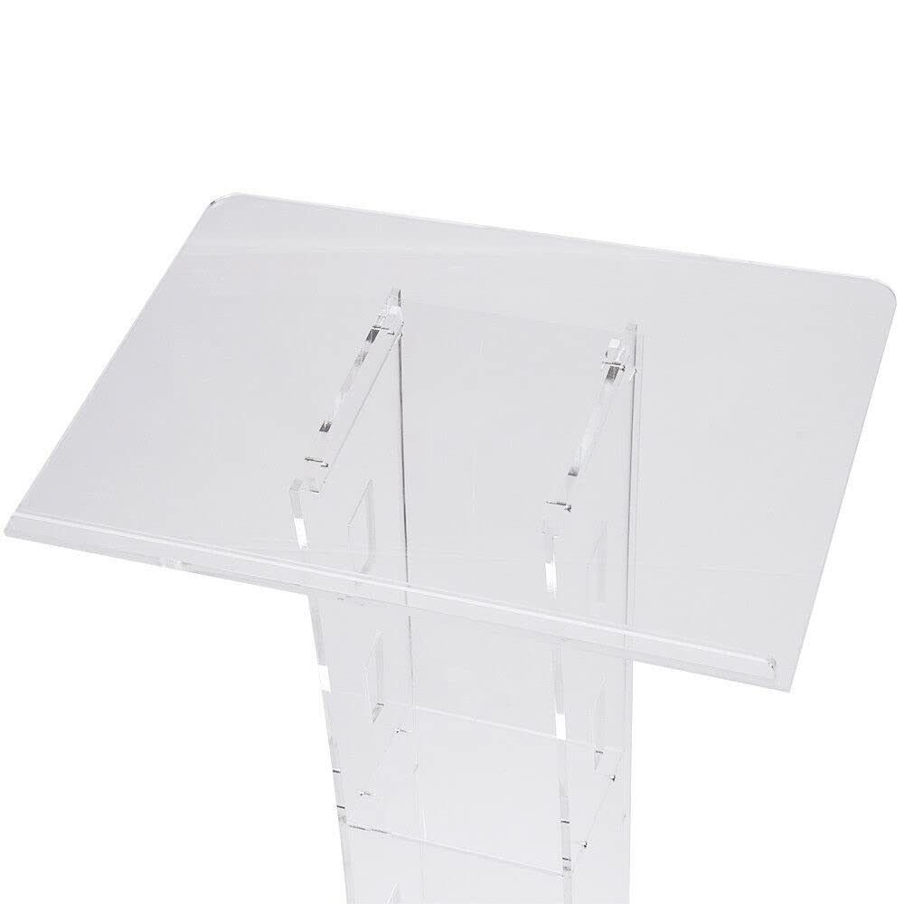 Acrylic Clear Lectern Mobile Acrylic Podium Pulpits Conference Lectern Professional Portable Presentation Podium for Churches,Weddings, Office and School Classrooms (Style C)