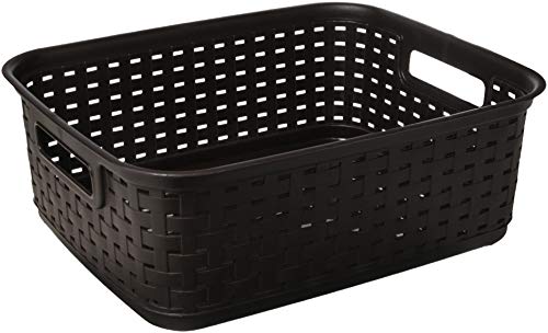 Sterilite Decorative Wicker-Style Short Weave Basket, Espresso | 12726P06