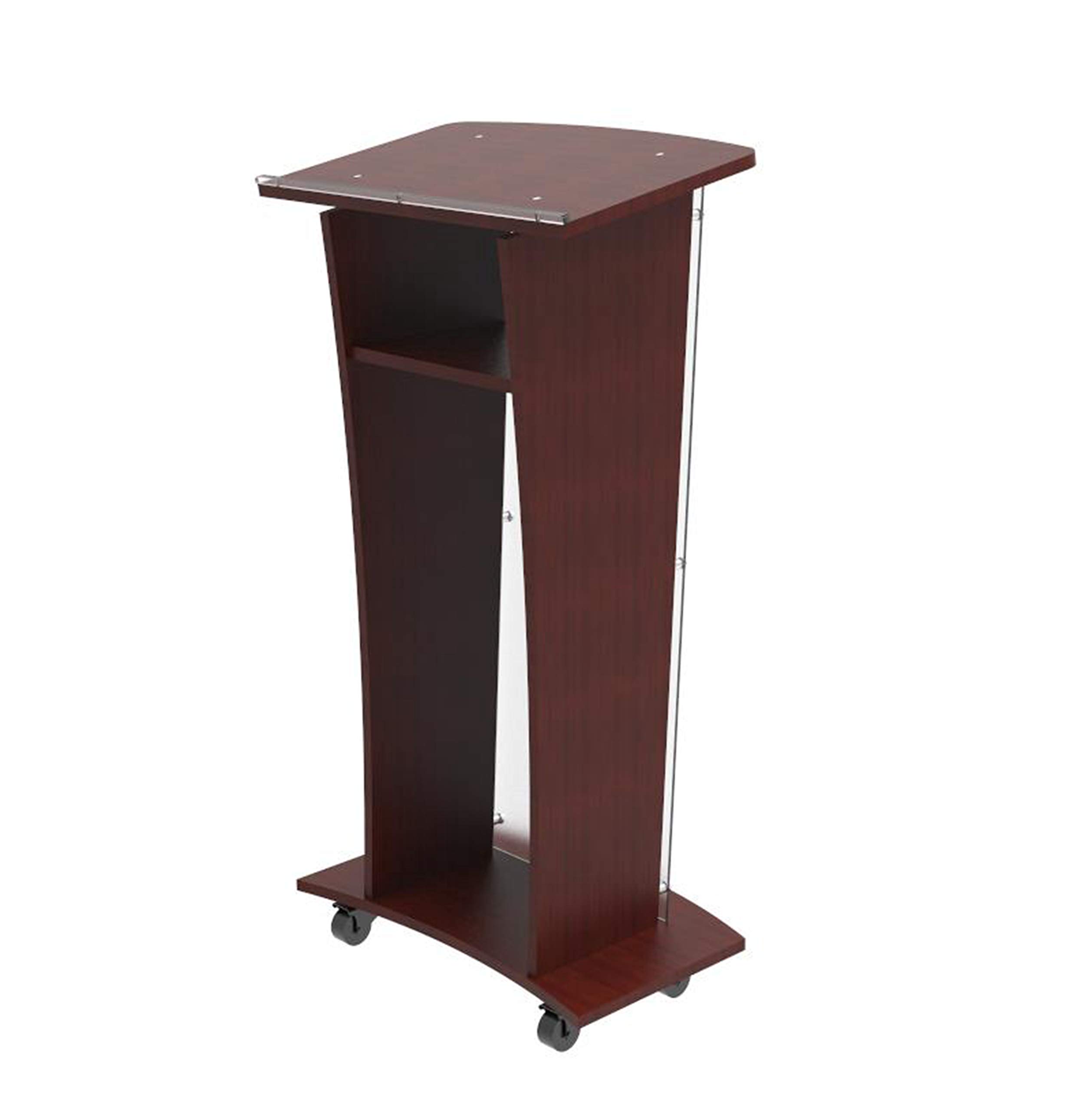 FixtureDisplays® Wood Podium with Frost Acrylic Front Panel, 46.5 Tall Pulpit Lectern, Easy Assembly Required 1803-5