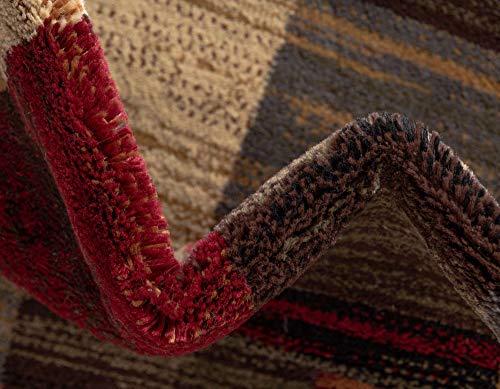 Unique Loom Barista Collection Modern, Rustic, Geometric, Squares, Urban, Warm Colors Area Rug, 2' 2" x 6' 0", Multi/Beige