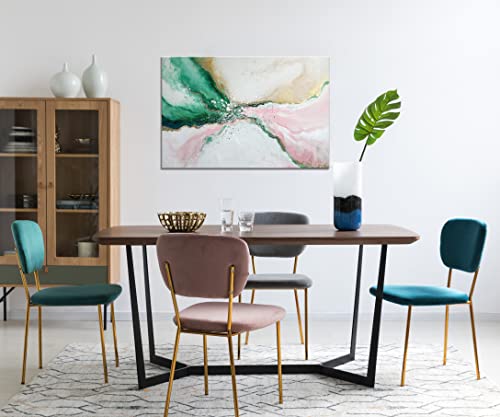 7Fisionart Abstract Wall Decor for Bedroom Emerald Green and Gold Paintings Pink Canvas Art Pictures Prints Poster Modern Framed Artwork Office Living Room Kitchen Decorations 36"x24"