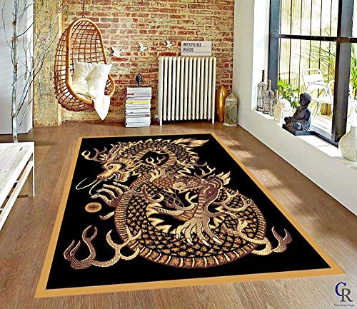 Japanese Chinese Dragon Area Rug Rugs for Living Room Bedroom (5â 3â X 7â 5â)
