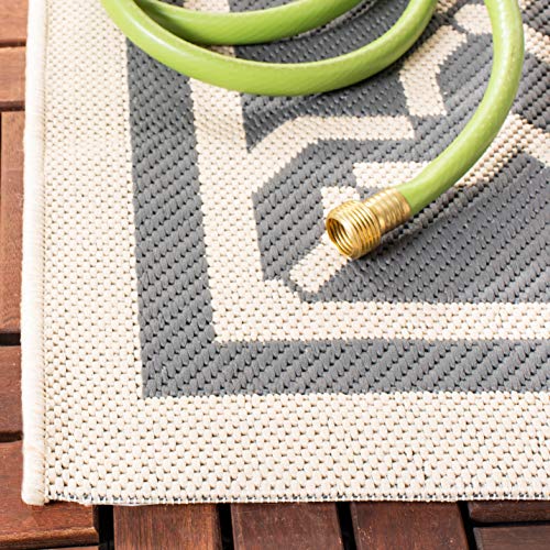 SAFAVIEH Courtyard Collection 9' x 12' Anthracite/Beige CY6916 Indoor/ Outdoor Splashproof Easy Scrubbing Patio Backyard Mudroom Area Rug