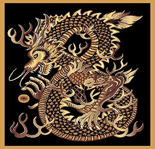 Japanese Chinese Dragon Area Rug Rugs for Living Room Bedroom (5’ 3” X 7’ 5”)