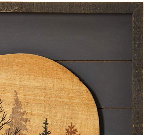 NIKKY HOME Cute Bear in The Forest Woodland Decorative Wood Framed Wall Art Prints Cabin Decor, 16" x 12", Dark Slate Grey