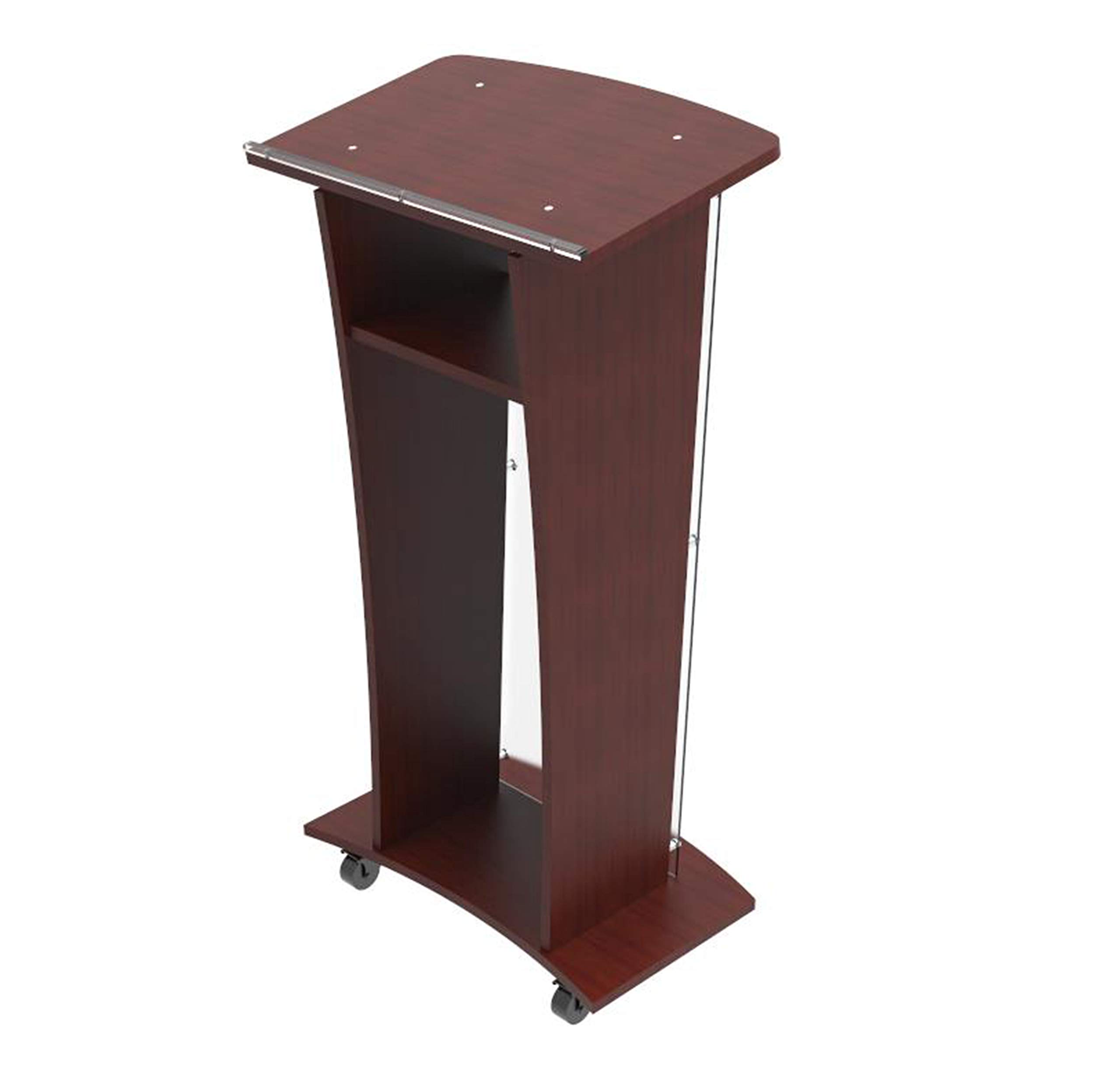 FixtureDisplays® Wood Podium with Frost Acrylic Front Panel, 46.5 Tall Pulpit Lectern, Easy Assembly Required 1803-5