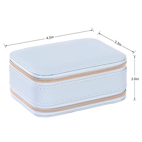 Jewelry Box, Small Travel Jewelry Box, Portable Display Storage Case Box for Rings Earrings Necklace (Light Blue) by YMHB