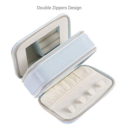 Jewelry Box, Small Travel Jewelry Box, Portable Display Storage Case Box for Rings Earrings Necklace (Light Blue) by YMHB