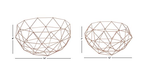 Deco 79 Metal Geometric Wire Tray, Set of 2 12", 14"W, Gold