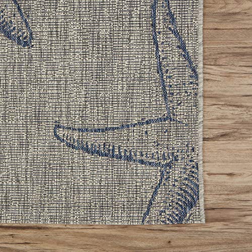 Ox Bay Celeste Coastal Starfish Indoor/ Outdoor Area Rug, Gray/Navy, 5' x 7'