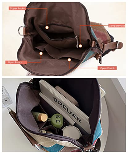 Canvas Shoulder Bags Hobo Handbags Purse Multicolor Patchwork Casual Messenger Bag Top Handle Tote Crossbody Bags for Women (CS1142)