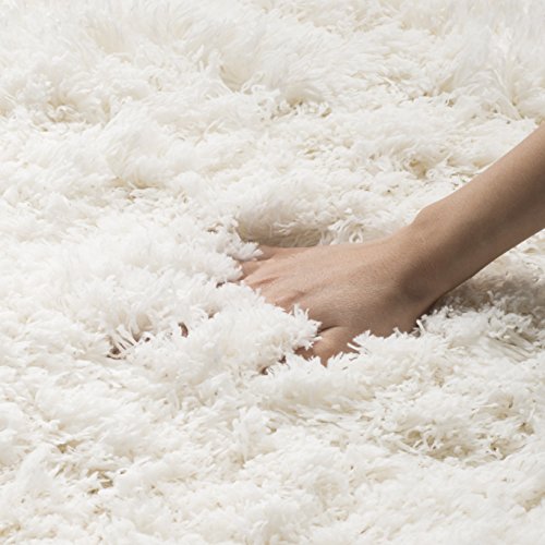 SAFAVIEH Polar Shag Collection 5'1" x 7'6" White PSG800B Solid Glam 3-inch Extra Thick Area Rug